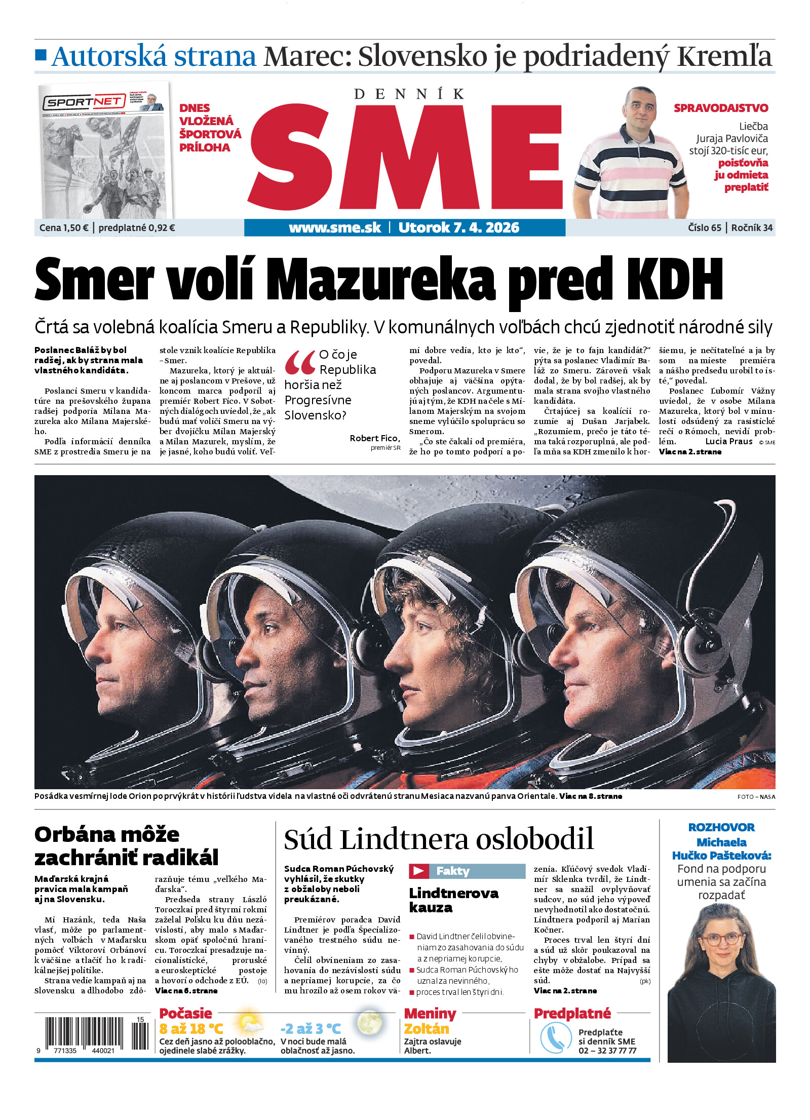 Denník SME z 7. 4. 2026 | Denník SME