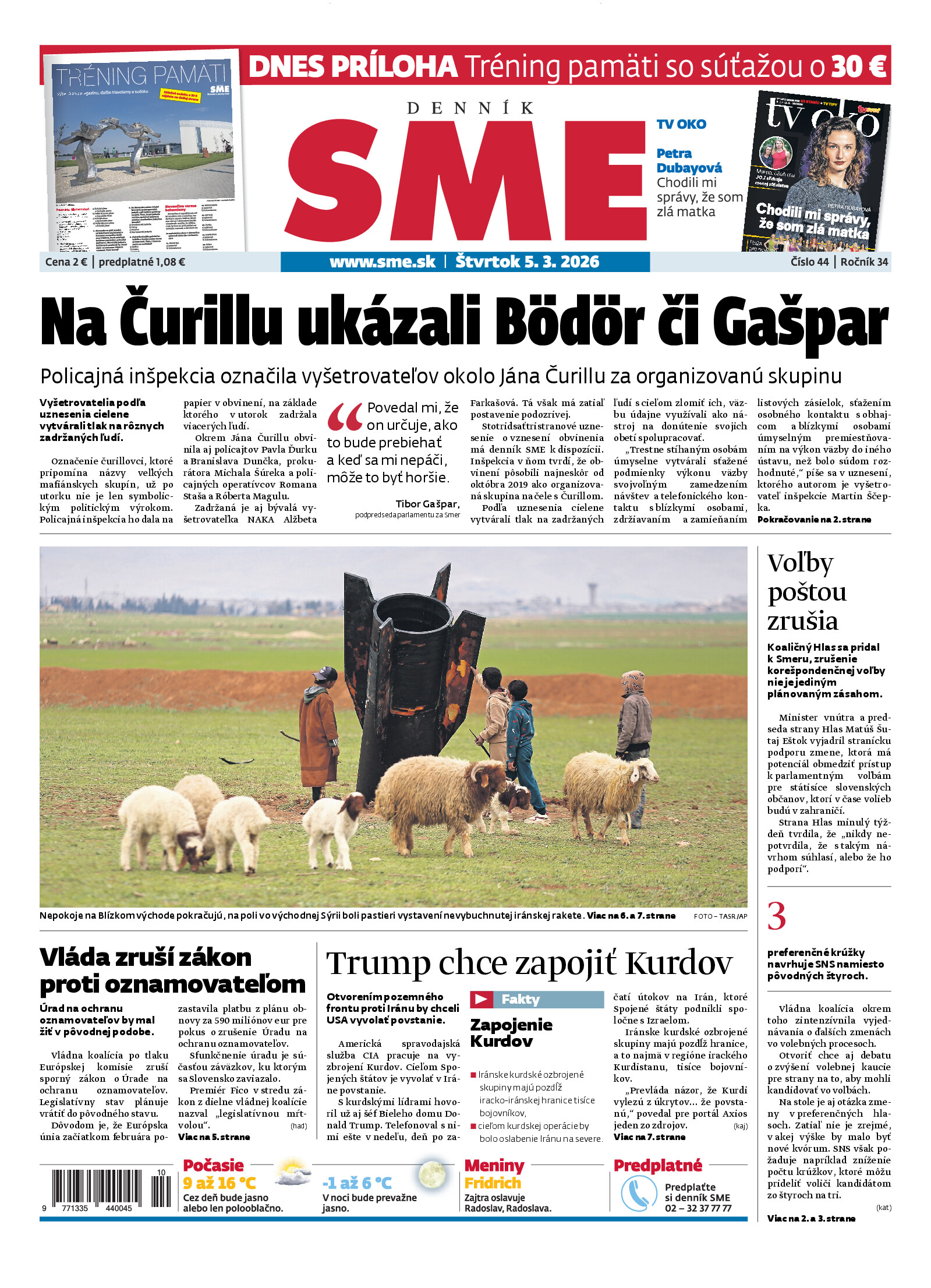 Denník SME z 5. 3. 2026 | Denník SME