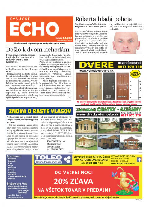 Kysucké ECHO z 13. 3. - 19. 3. | Echo SME