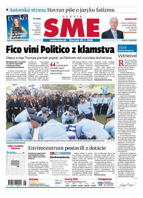 Denník SME z 29. 1. 2026 | Denník SME