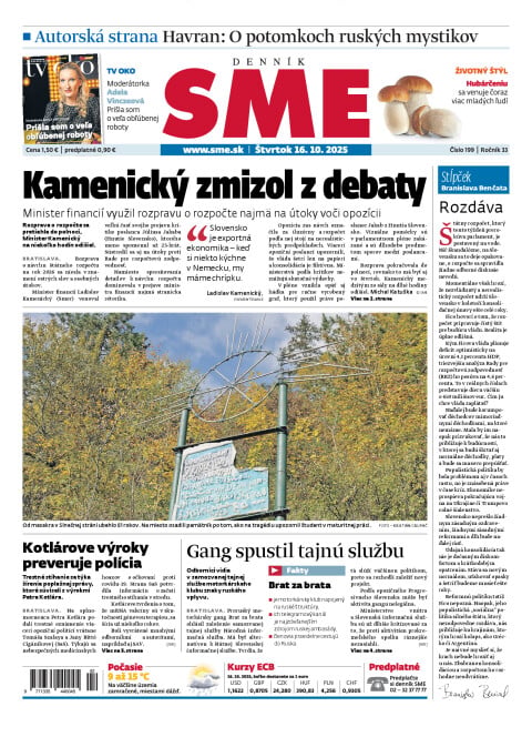 Denník SME z 16. 10. 2025 | Denník SME