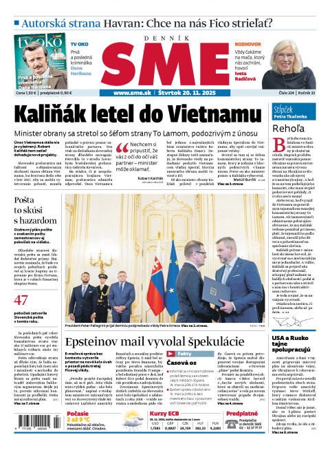 Denník SME z 20. 11. 2025 | Denník SME