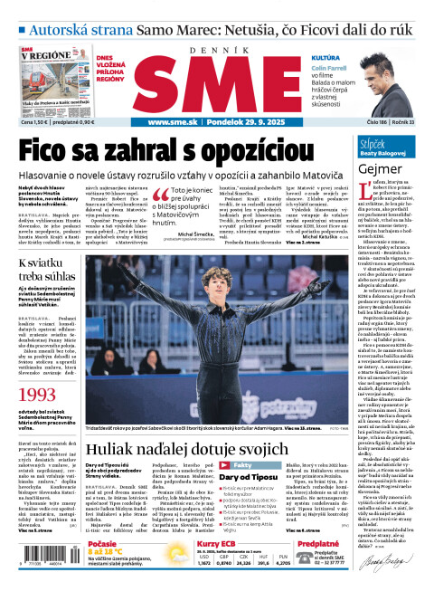 Denník SME z 29. 9. 2025 | Denník SME
