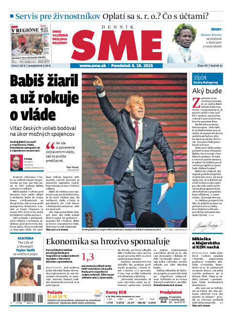 Denník SME z 6. 10. 2025 | Denník SME